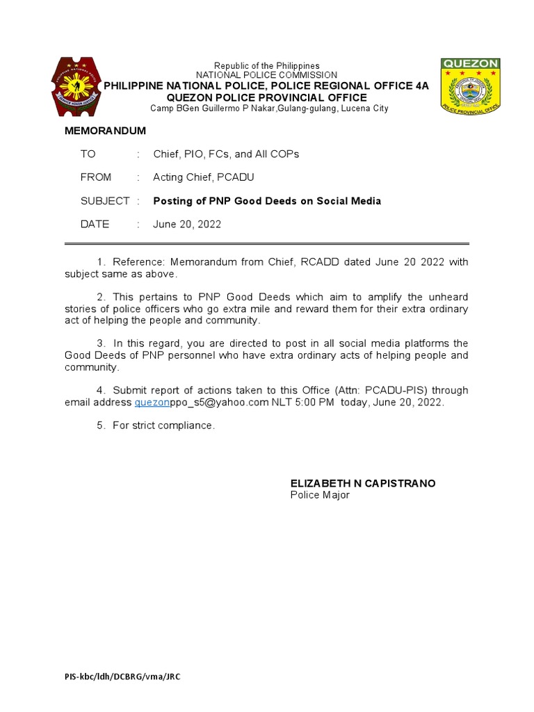 Promoting PNP Good Deeds on Social Media | PDF