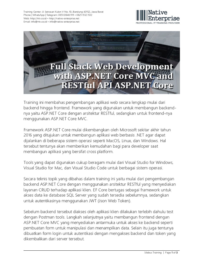 Silabus - Full Stack ASPNET Core MVC and RESTful API ASPNET Core | PDF Silabus - Full Stack ASPNET Core MVC and RESTful API ASPNET Core | PDF