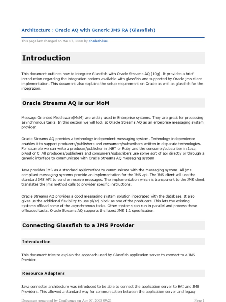 Glassfish Oracleaq | PDF | Oracle Database | Application Programming Interface