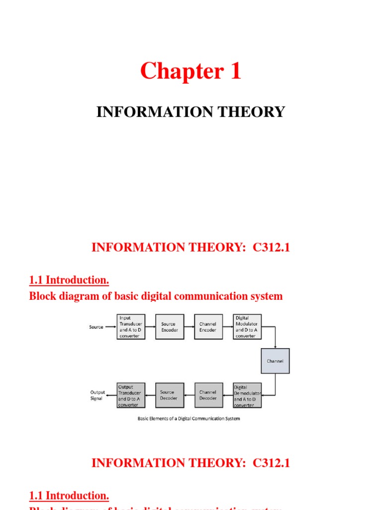 Chapter 1 - Information Theory | PDF | Communications System | Modulation