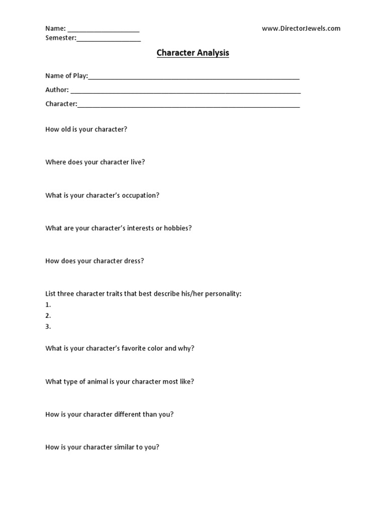 DramaTeacherResource CharacterAnalysis Final | PDF | Career & Growth
