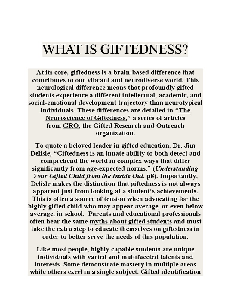 What Is Giftedness?: Your Gifted Child From The Inside Out, p8 ...