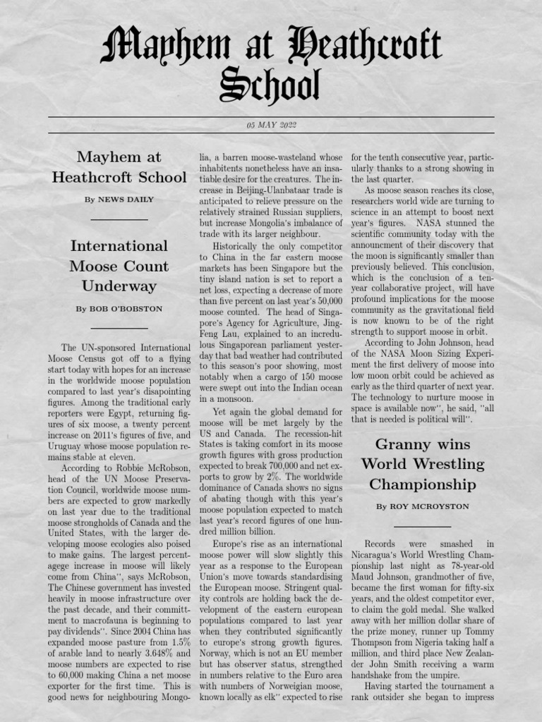 Mayhem at Heathcroft School | PDF