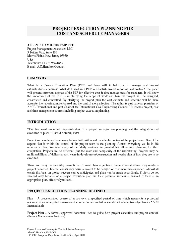 Project Execution Planning for Managers | PDF | Risk | Forecasting