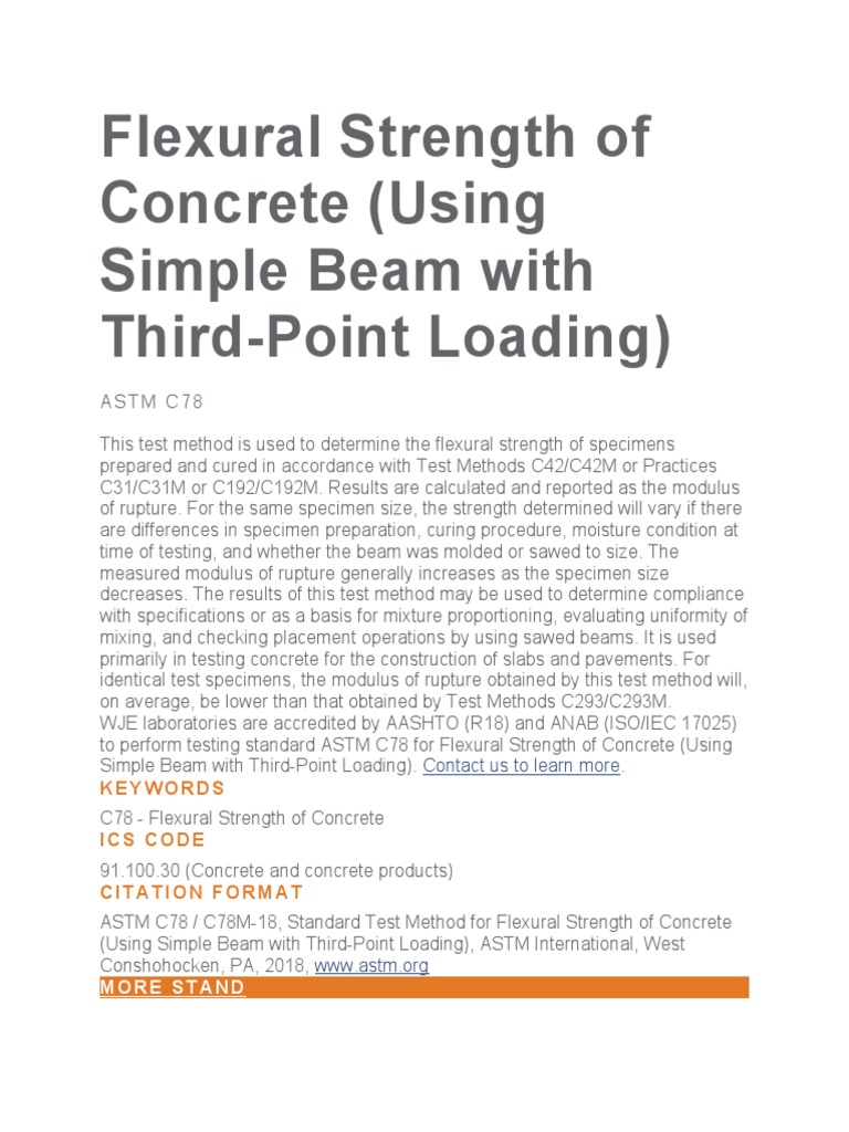 ASTM C78 Flexural Strength Testing | PDF