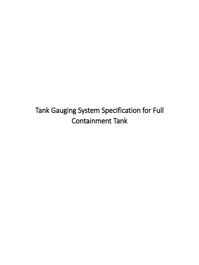Tank Gauging System Specification For Full Containment Tank | PDF ...