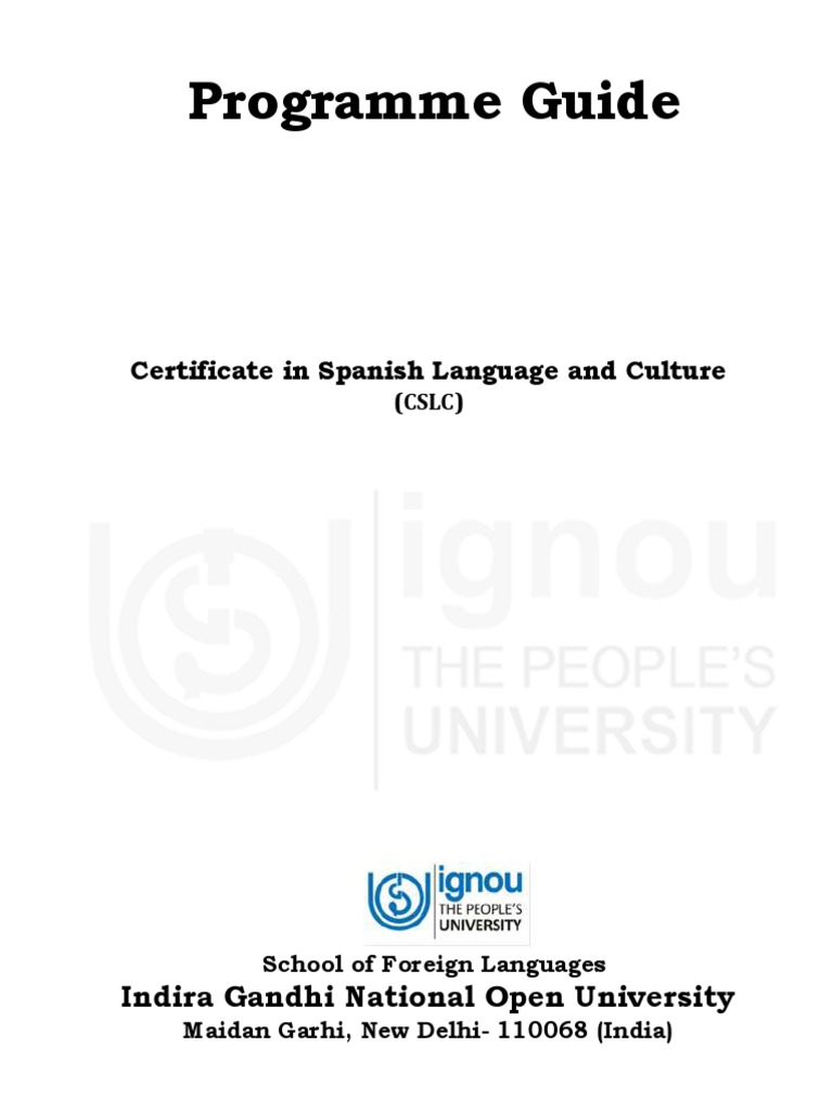 Programme Guide: Certificate in Spanish Language and Culture | PDF ...