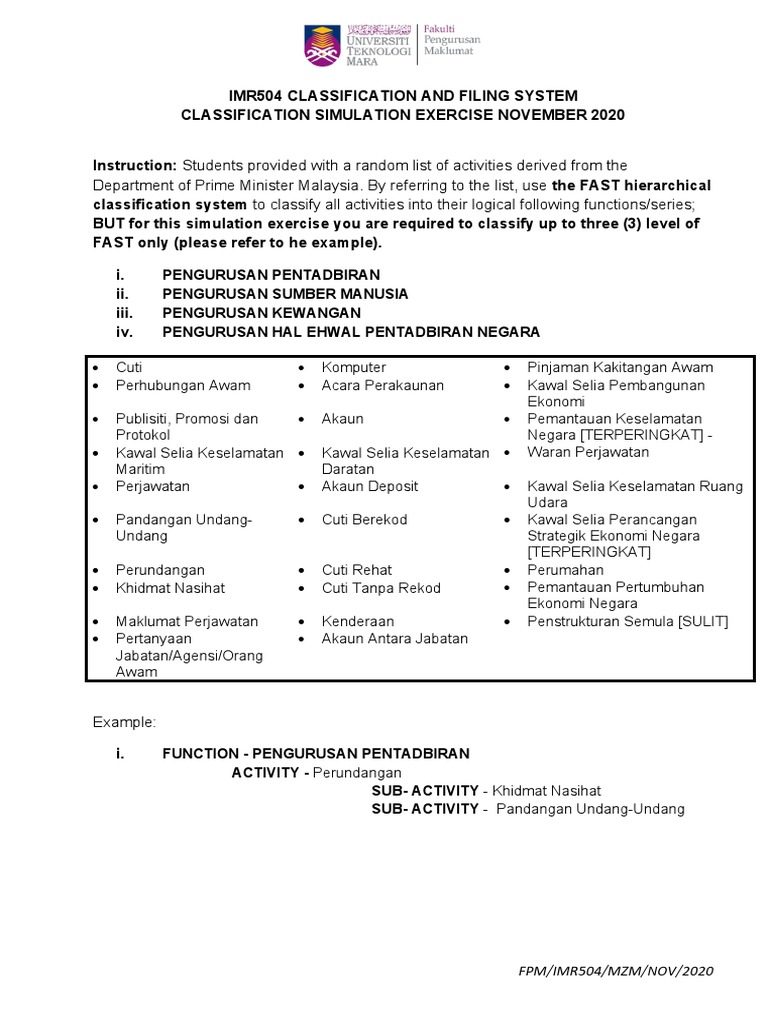IMR504 CLASSIFICATION EXERCISE NOV 2020 | PDF