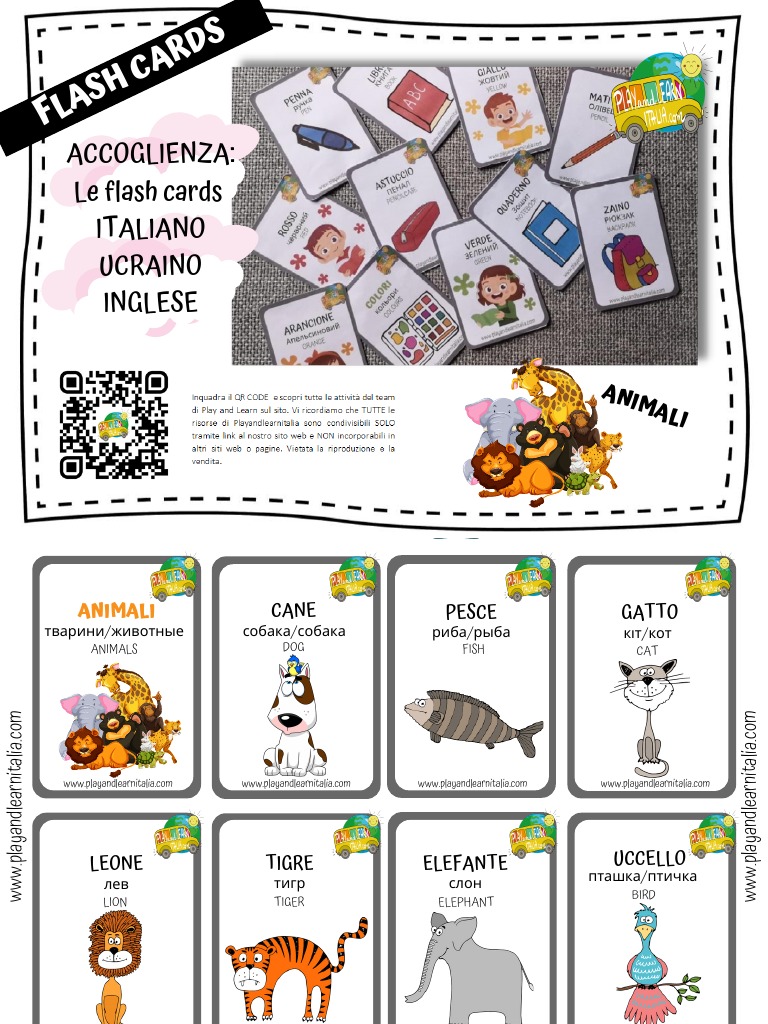 Accoglienza: Le Flash Cards Italiano Ucraino Inglese: Animal I | PDF ...