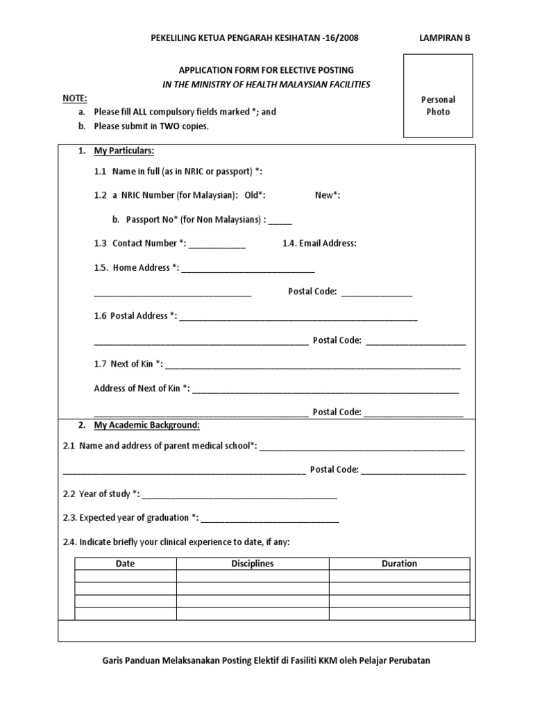 Elective Posting Aplication Form | PDF | Hospital | Medical Record