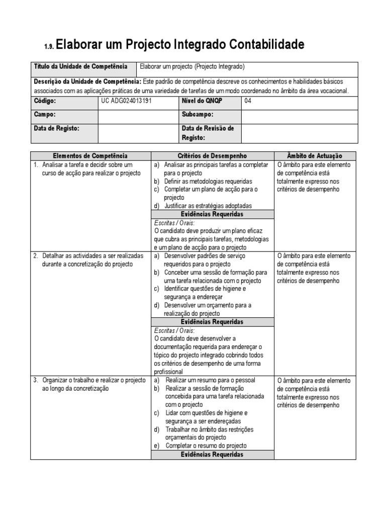 Modulo Elaborar Um Projecto Integrado Contabilidade | PDF | Contabilidade | Business