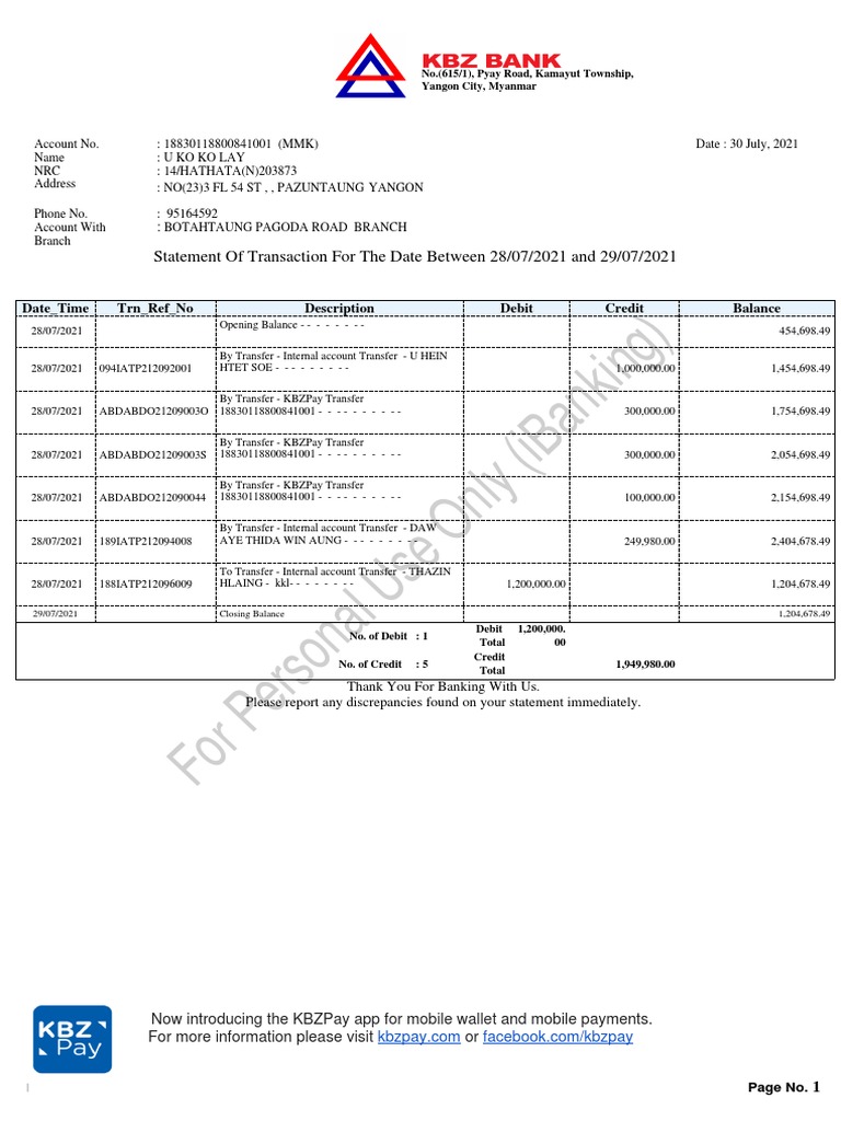 Account statement details transaction history | PDF | Debit Card ...
