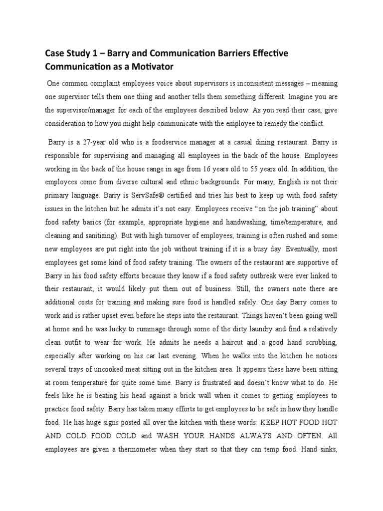 Case Study - Communication Management | PDF | Food Safety | Restaurants