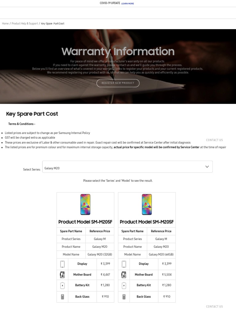 Key Spare Part Cost - Samsung Support India | PDF | Samsung ...