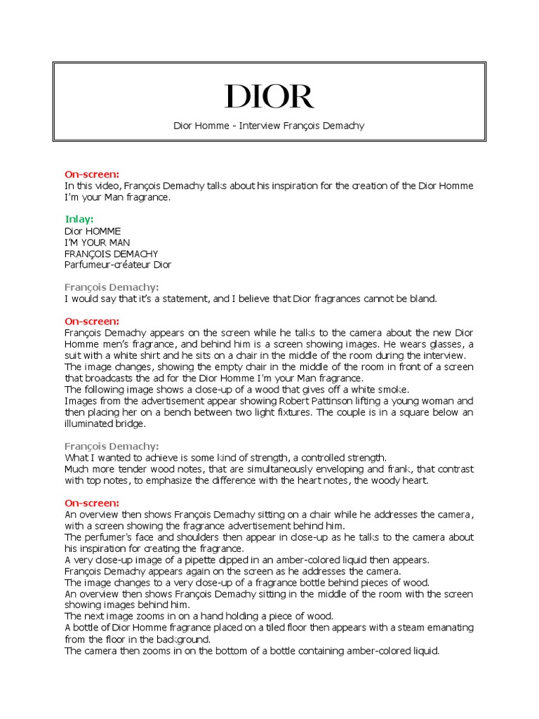Dior Homme | PDF | Perfume | Camera