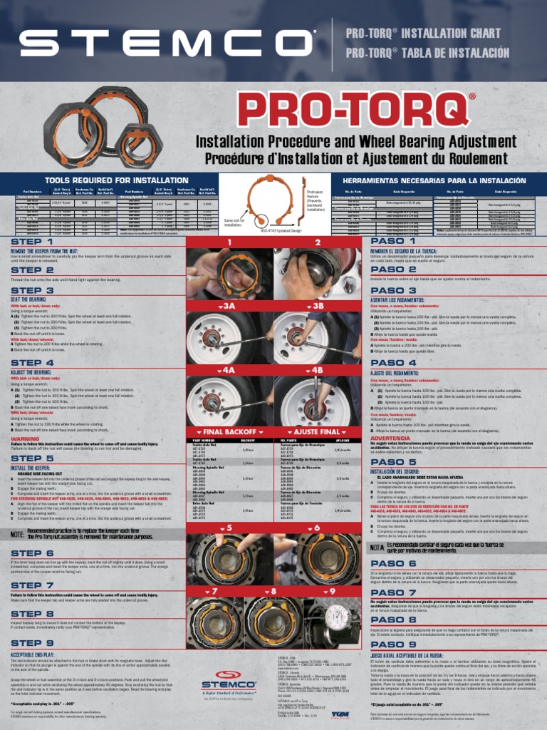 Stemco - Protorque Specs | PDF | Ciencia de la superficie | Fricción