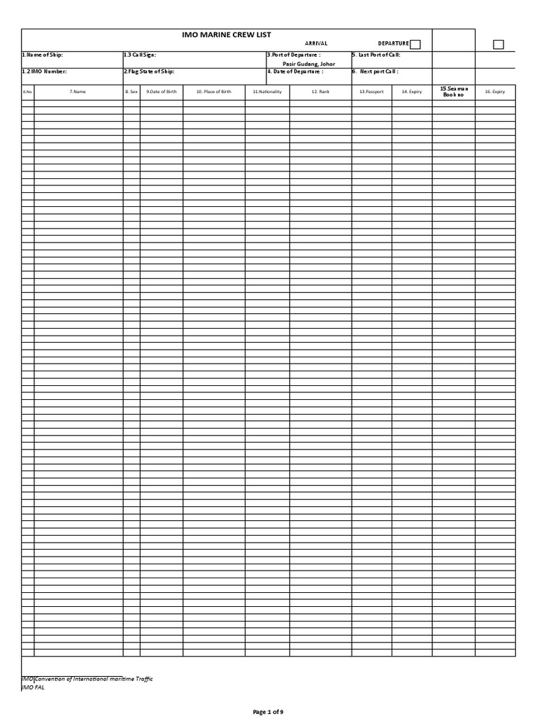 Imo Crew and Passenger List ... | PDF | Malaysia | Shipping