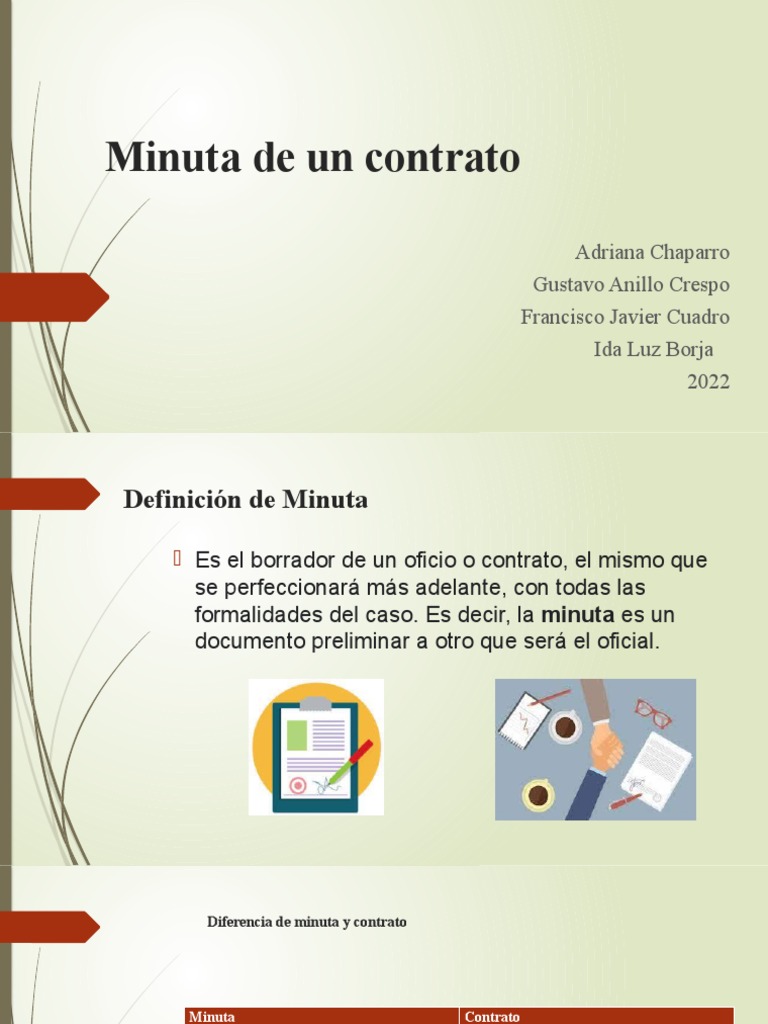 Definición y Ejemplo de Minuta | PDF | Negocios | Finanzas y dinero