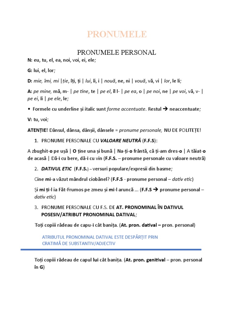 Pronume | PDF