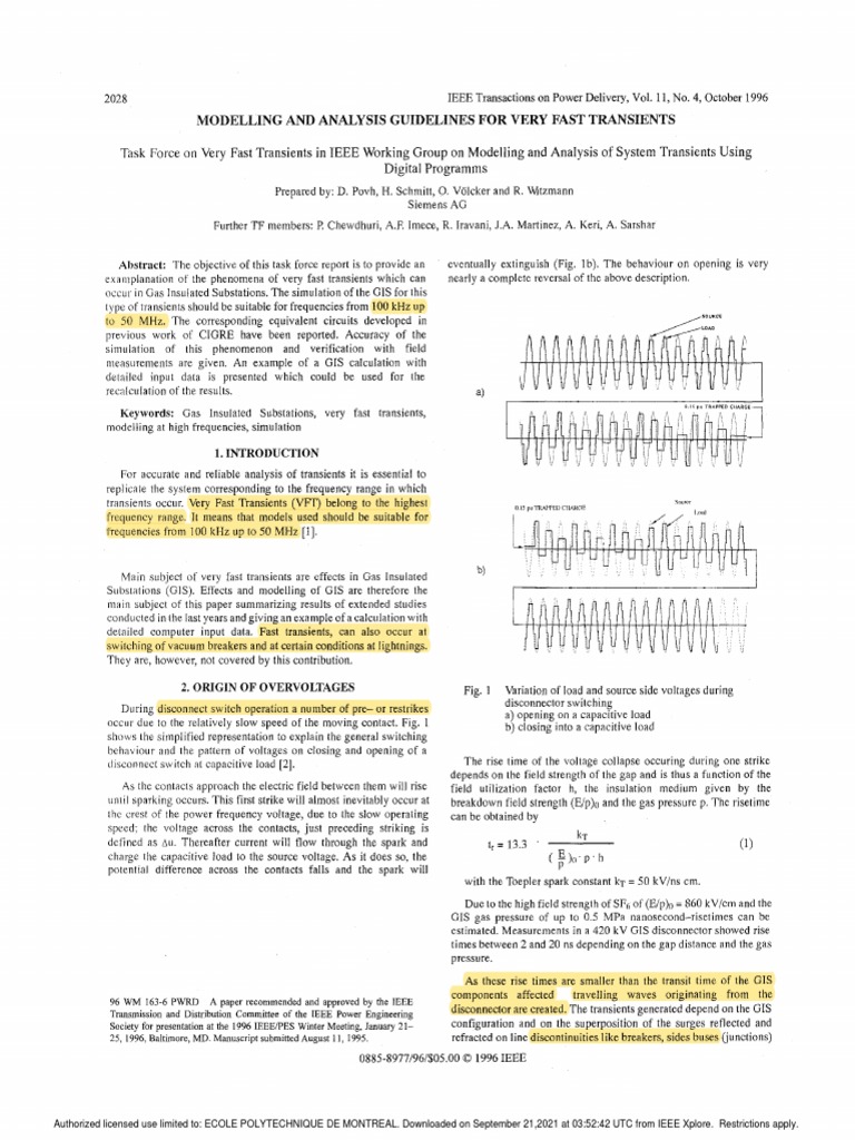 Modelling and Analysis Guidelines For Very Fast Transients | PDF | Electrical Network | Capacitor