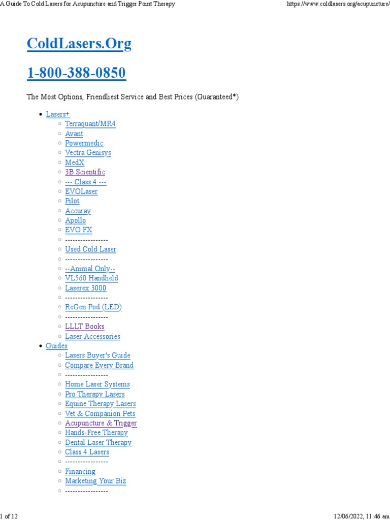 A Guide To Cold Lasers For Acupuncture and Trigger Point Therapy | PDF ...