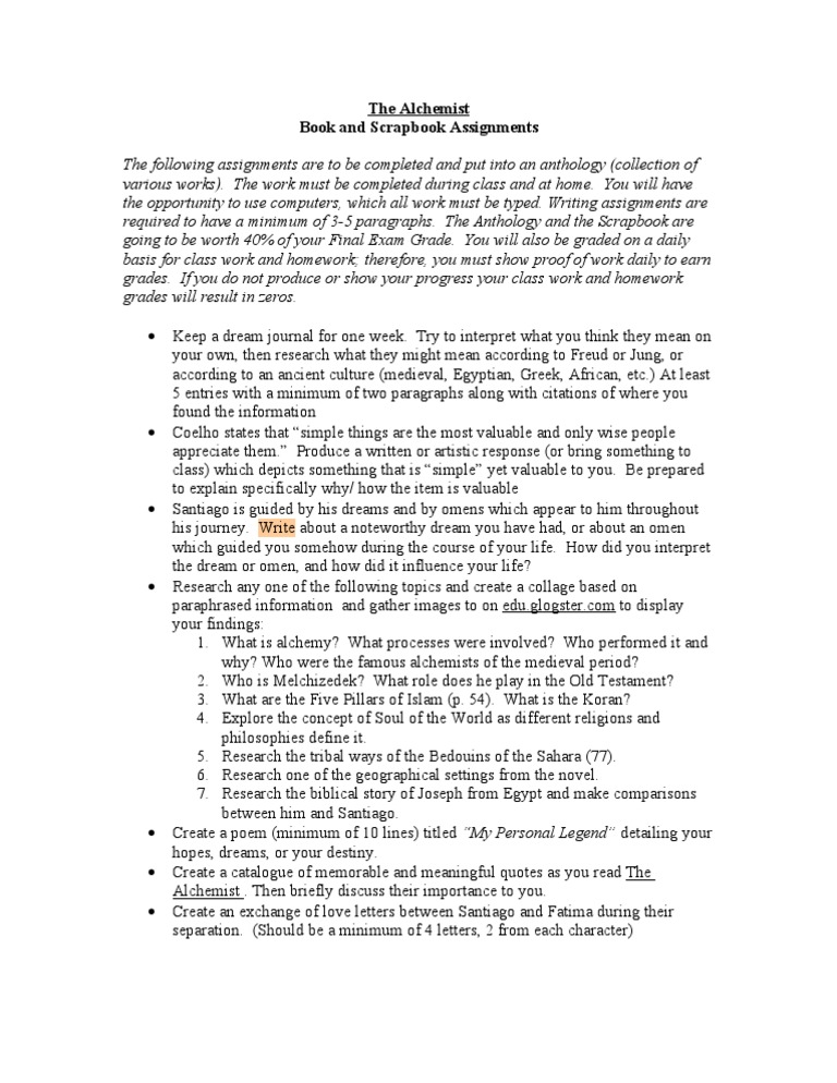 The Alchemist Book Project | PDF | Alchemy | Dream