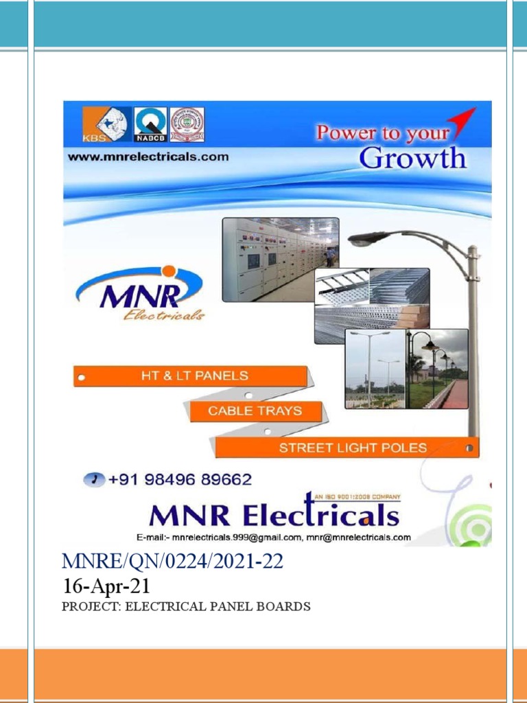 MNRE/QN/0224/2021-22: Project: Electrical Panel Boards | PDF ...