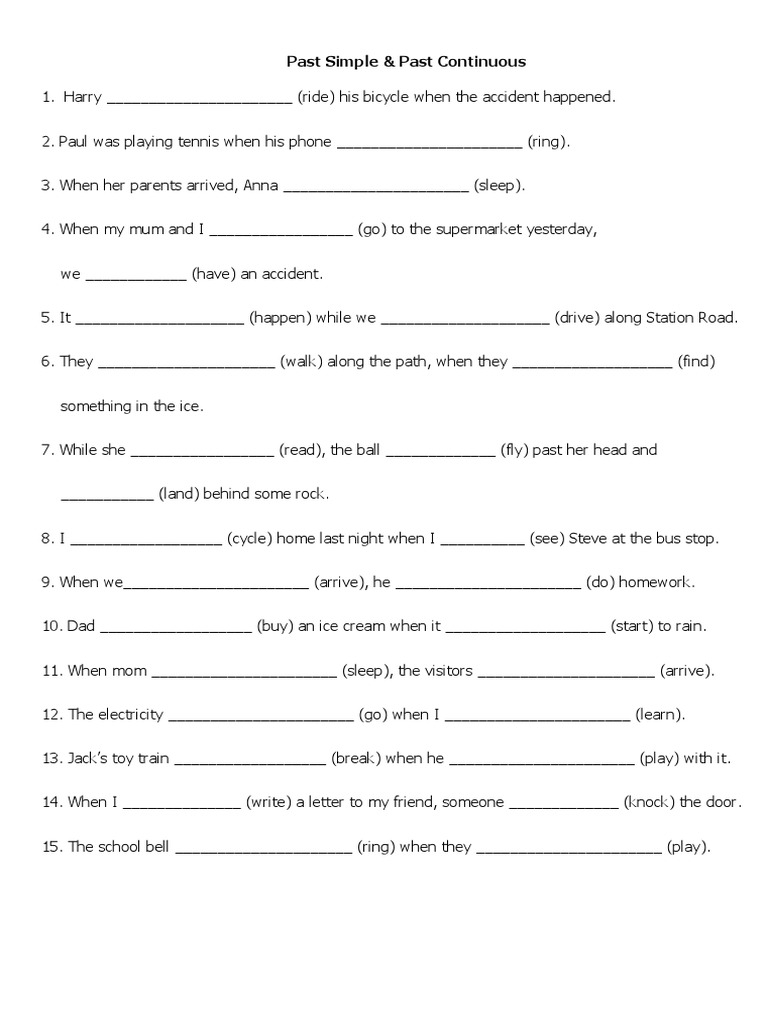Unit (1) Grammar - Past Simple and Past Continuous | PDF