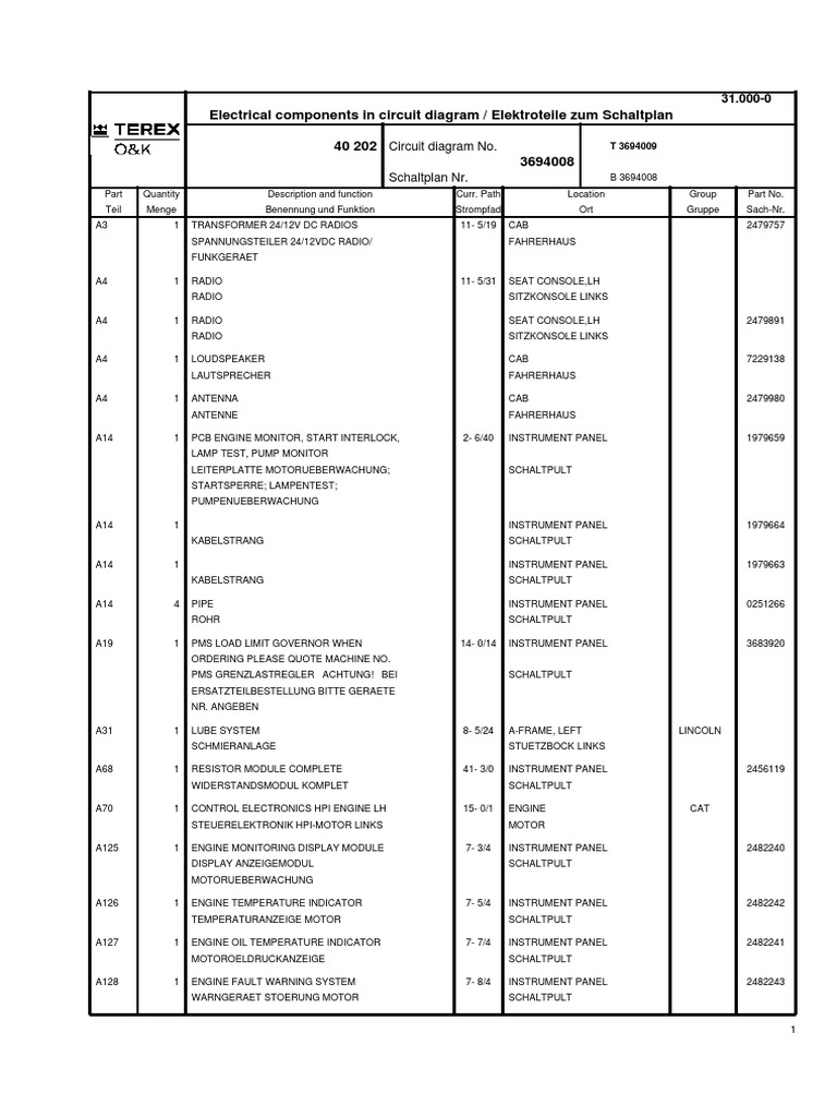 Electrical Components in Circuit Diagram / Elektroteile Zum Schaltplan | PDF | Electrical ...