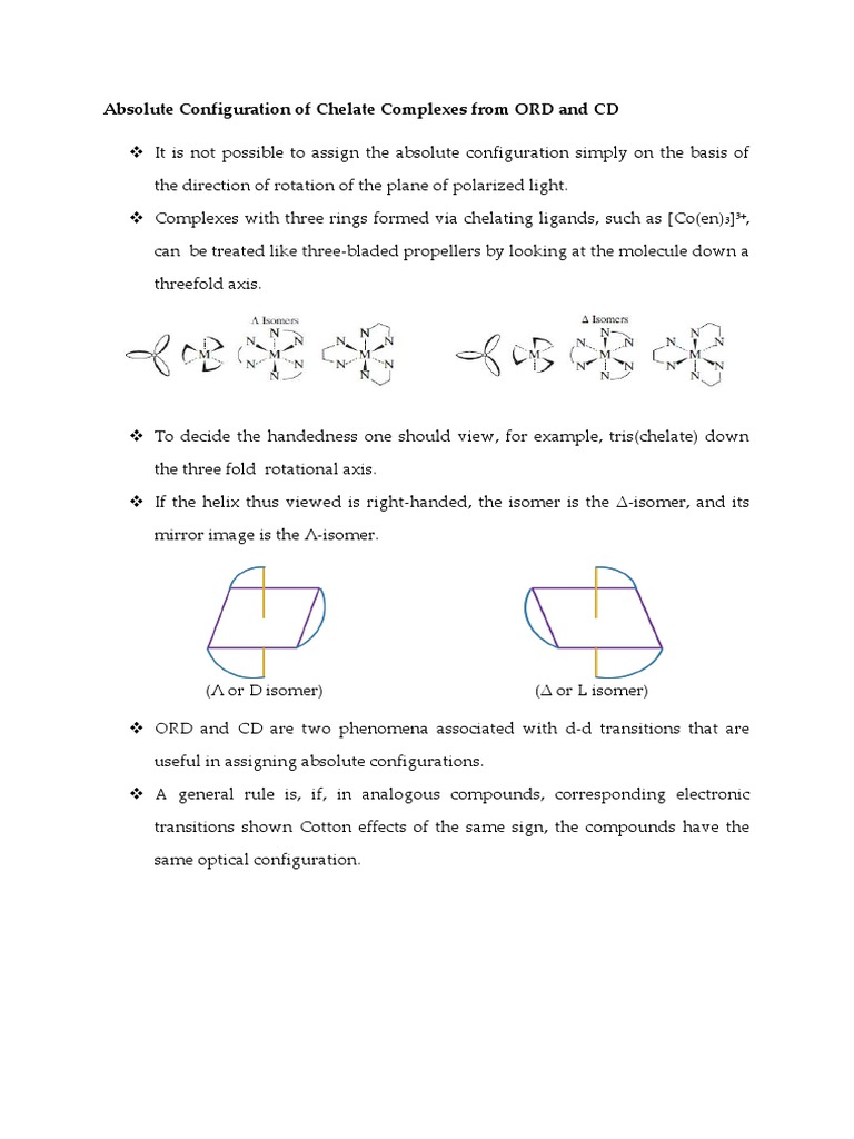 Absolute Configuration of Chelate Complexes From ORD and CD | PDF | Coordination Complex ...