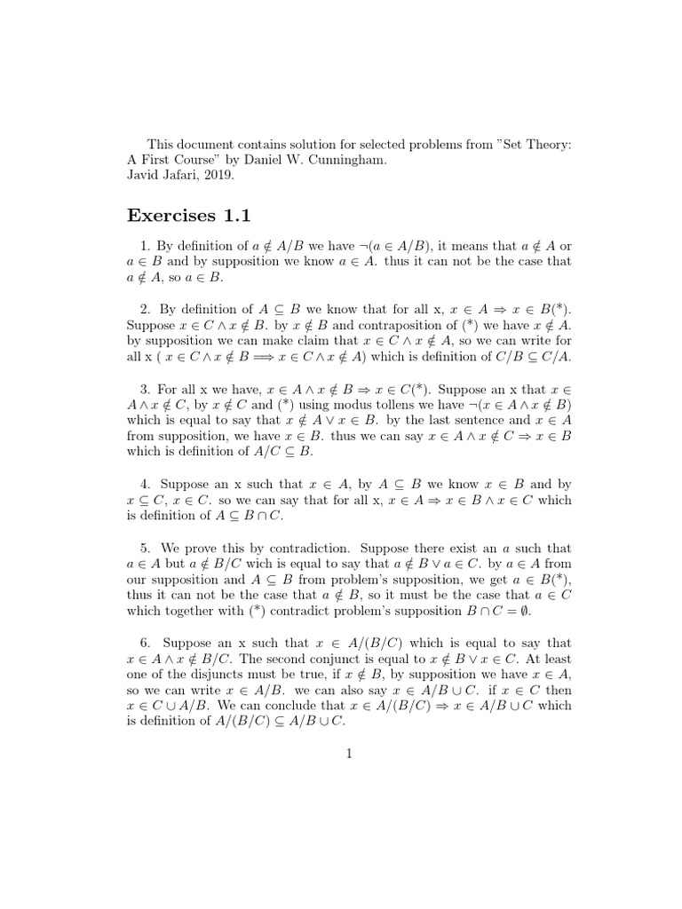 Solution | PDF | Empty Set | Contradiction