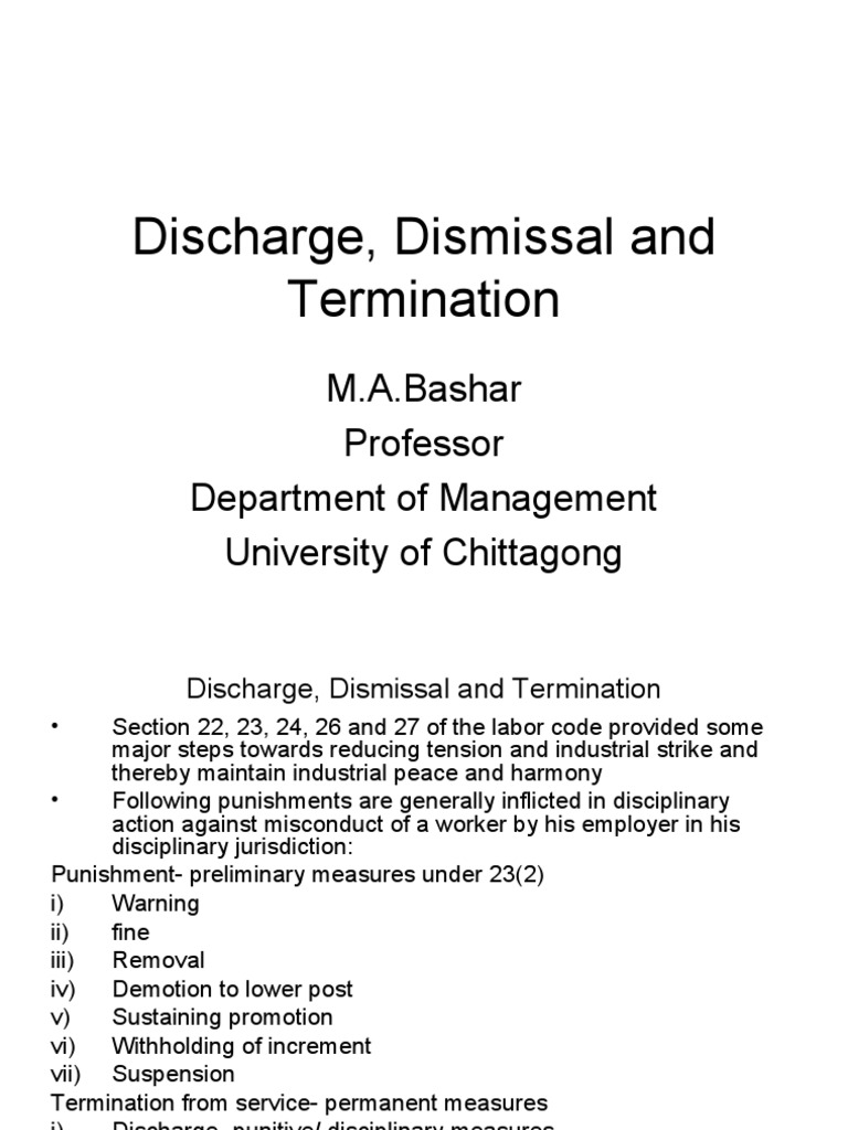 Discharge vs Dismissal in Labour Law | PDF | Employment | Wage