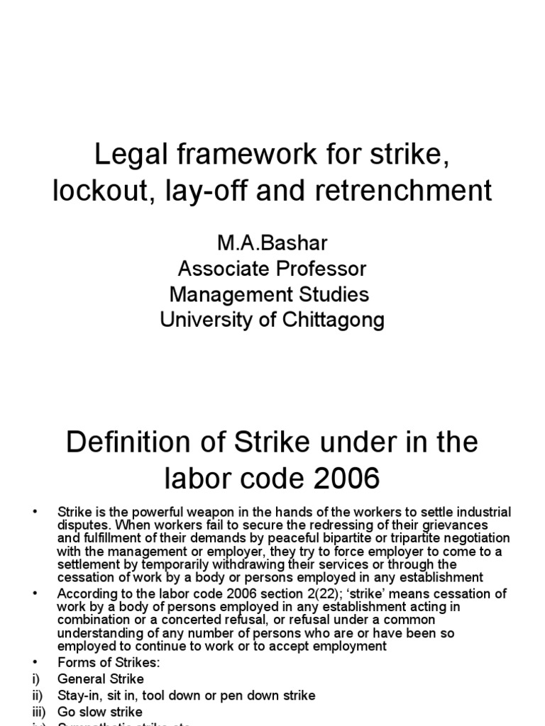 Legal Framework For Strike, Lockout, Lay-Off and Retrenchment | PDF ...
