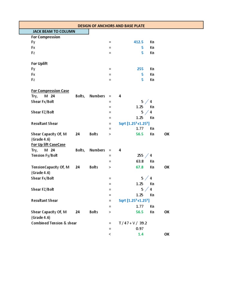 Jack Beam Connection Design Analysis | PDF | Beam (Structure) | Shear ...