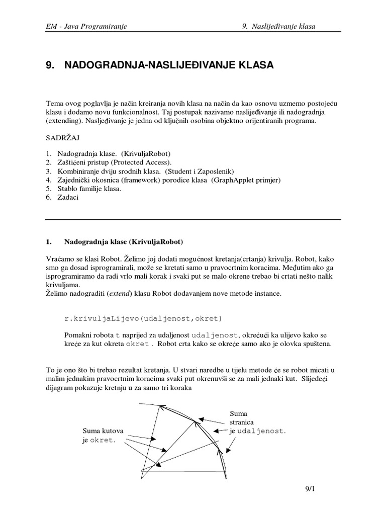 EM - Java Programiranje 9. Naslije Ivanje Klasa | PDF