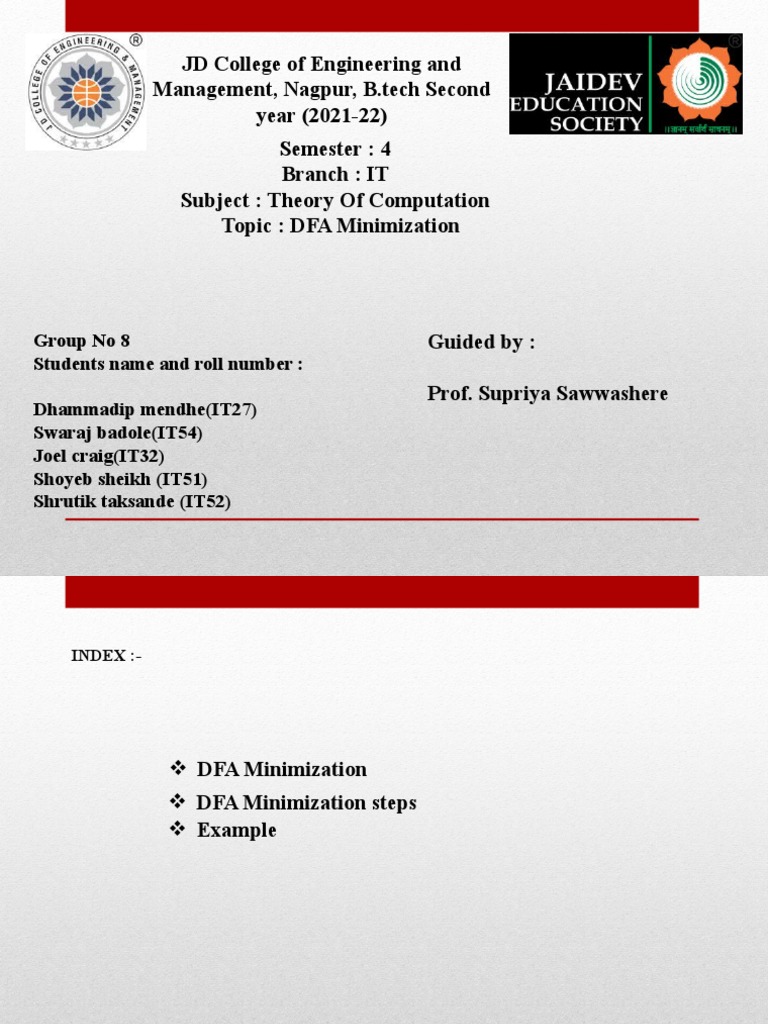 DFA Minimization | PDF | Models Of Computation | Theory Of Computation