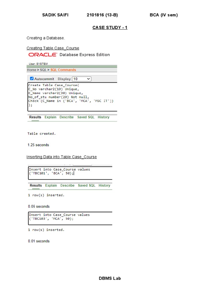 Case Study + Assignment 4,5,6 (DBMS) | PDF | Databases | Salary