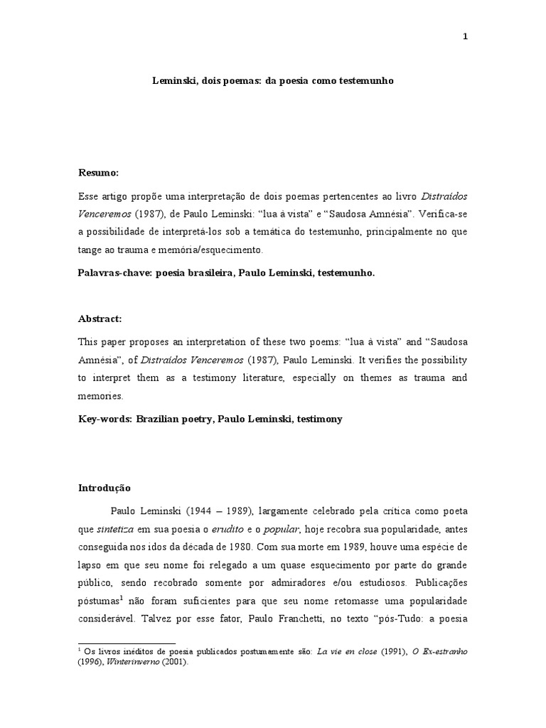 Leminski Dois Poemas | PDF | Memória | Discurso