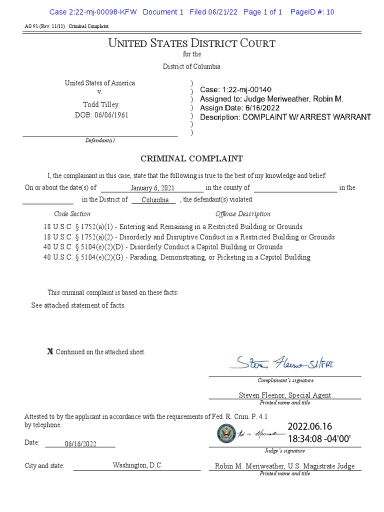 Todd Tilley Arrest Documents | Download Free PDF | United States ...