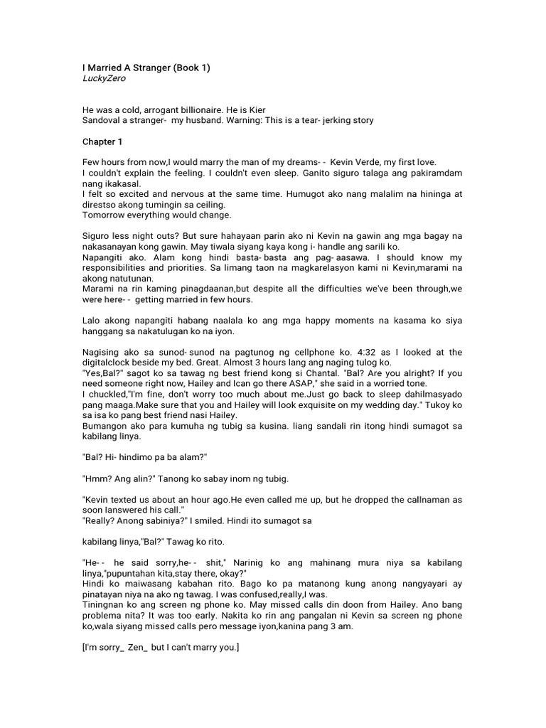 I Married A Stranger Book 1 LuckyZero | PDF