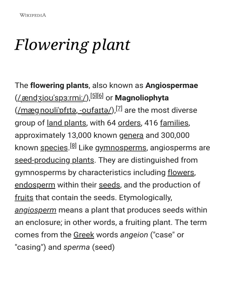 Flowering Plant - Wikipedia | PDF | Flowers | Botany