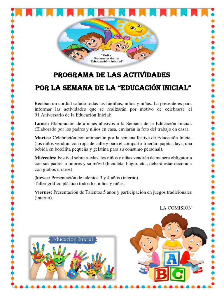 Programa de Las Actividades Educación Inicial | PDF