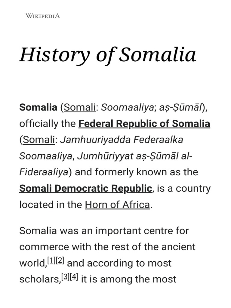 History of Somalia - Wikipedia | Download Free PDF | Somalia | Horn Of ...