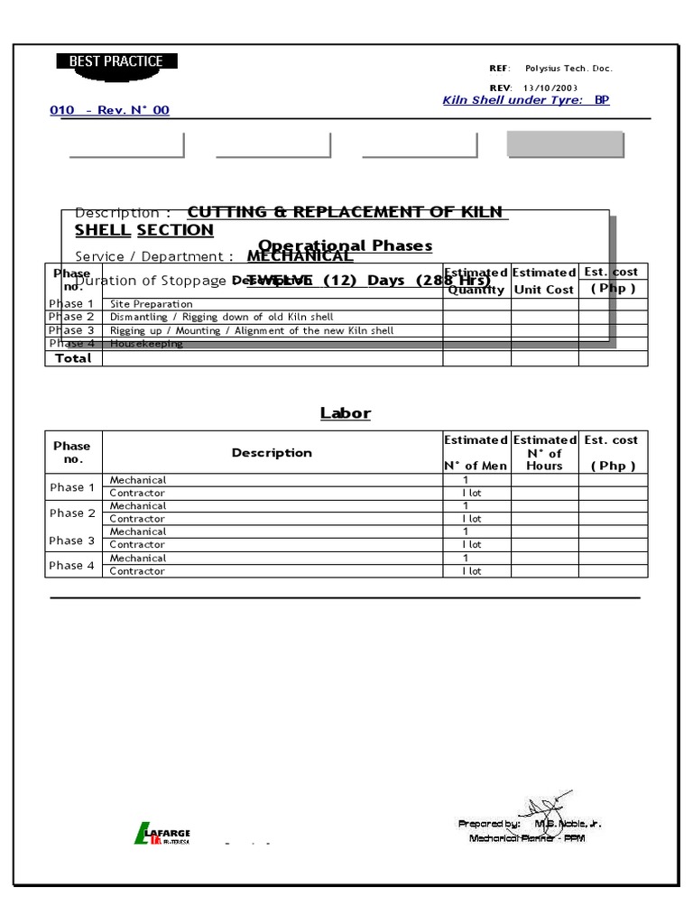 Kiln Shell Replacement Procedure Guide | PDF | Welding | Construction