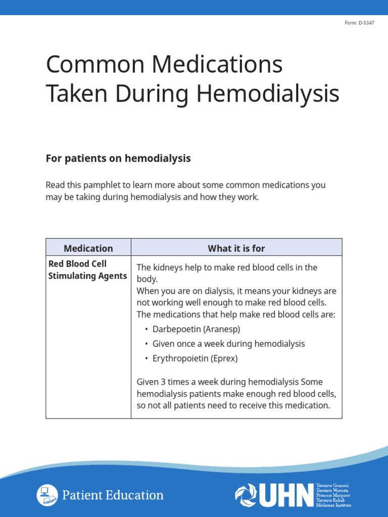 Common Medications Taken During Hemodialysis: For Patients On ...