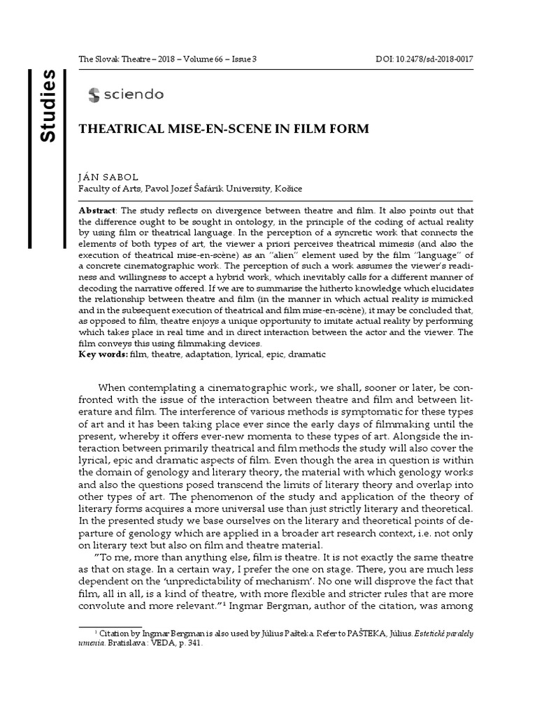 Theatrical Mise-En-Scene in Film Form | PDF | Narrative | Reality