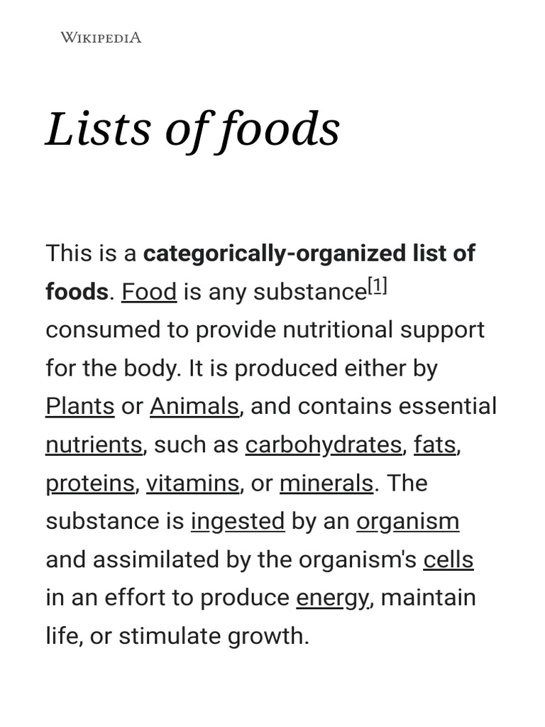 Lists of Foods - Wikipedia | PDF | Confectionery | Legume