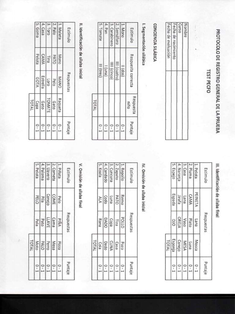 Hoja de Registro PECFO 1 | PDF