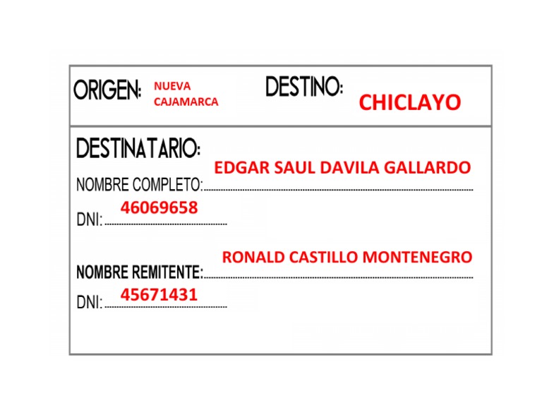 Rotulo Encomienda | PDF