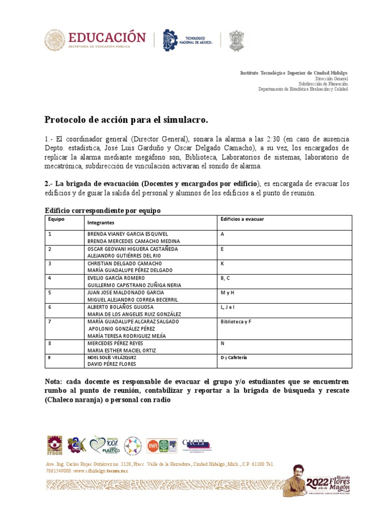 Protocolo para Simulacro | PDF